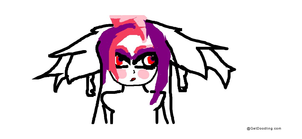 Doodle Title:A cartoon character with big eyes and a winged headdress ...