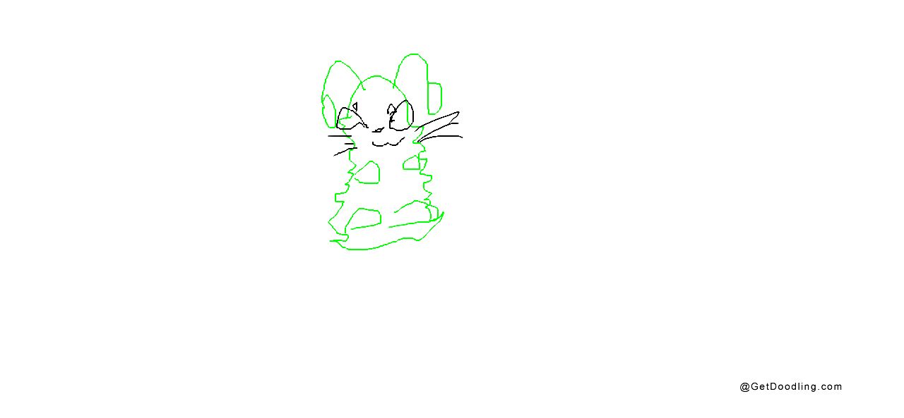 Doodle Title:A little mouse with big ears is sitting and looking ahead ...
